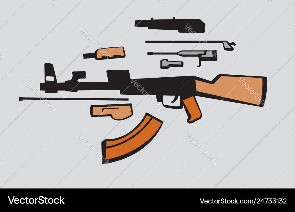 Disassembly soviet assault rifle Royalty Free Vector Image