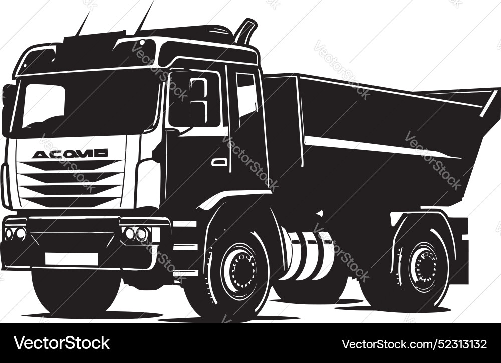 Dump truck dynamics black logo design Royalty Free Vector