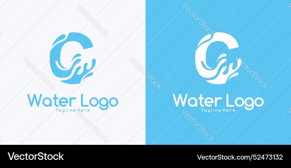 Letter c logo splash water wave design Royalty Free Vector