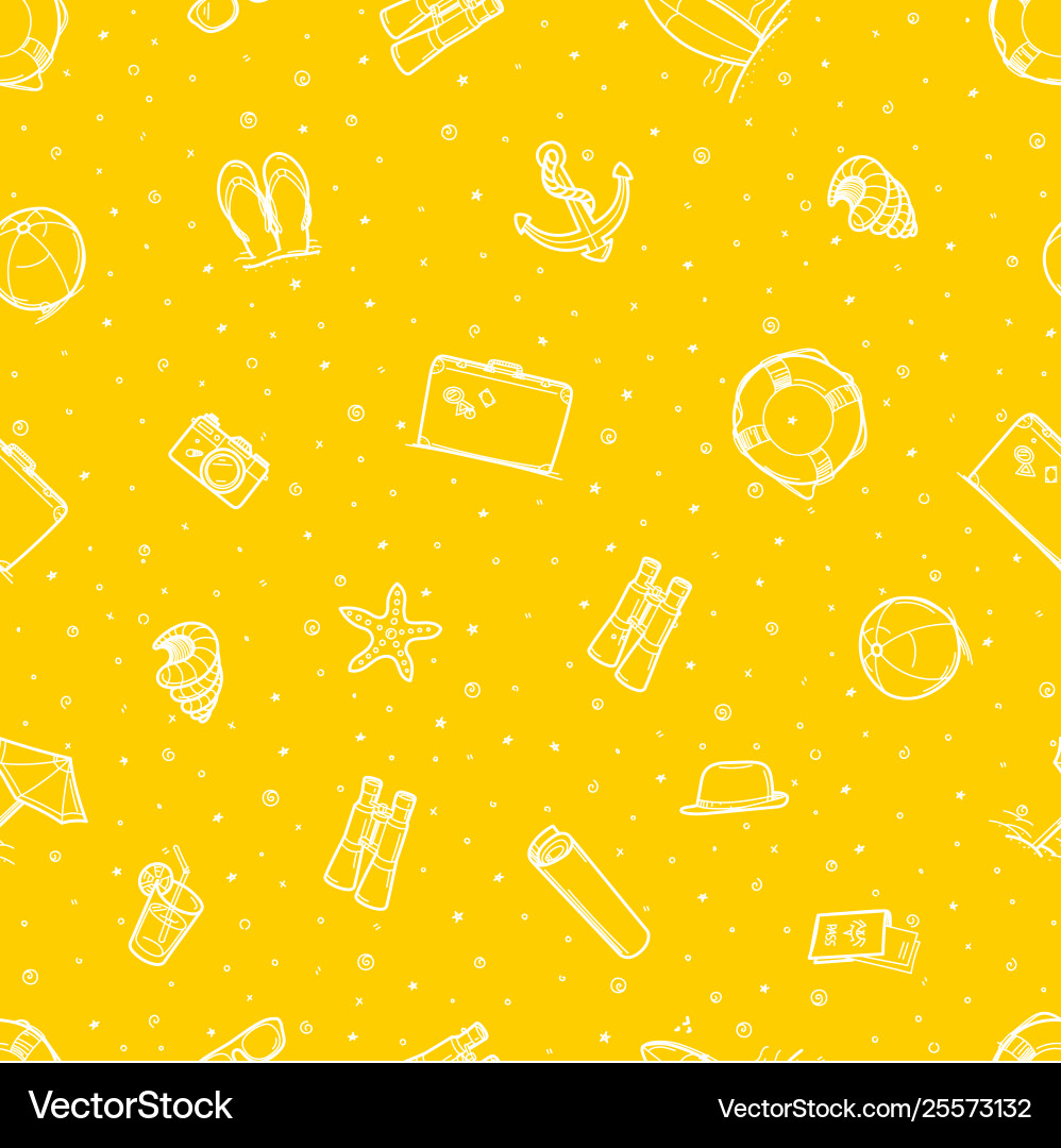 Seamless pattern beach elements yellow Royalty Free Vector