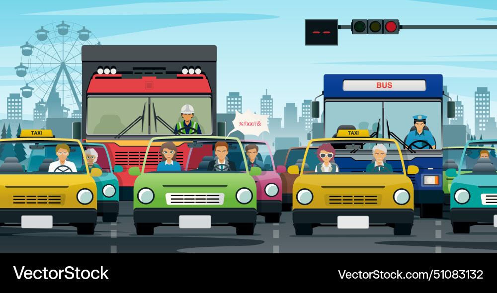 Traffic problems in the capital Royalty Free Vector Image