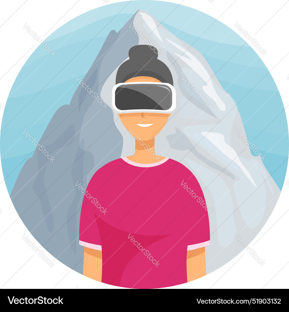 Woman wearing vr headset experiencing virtual Vector Image
