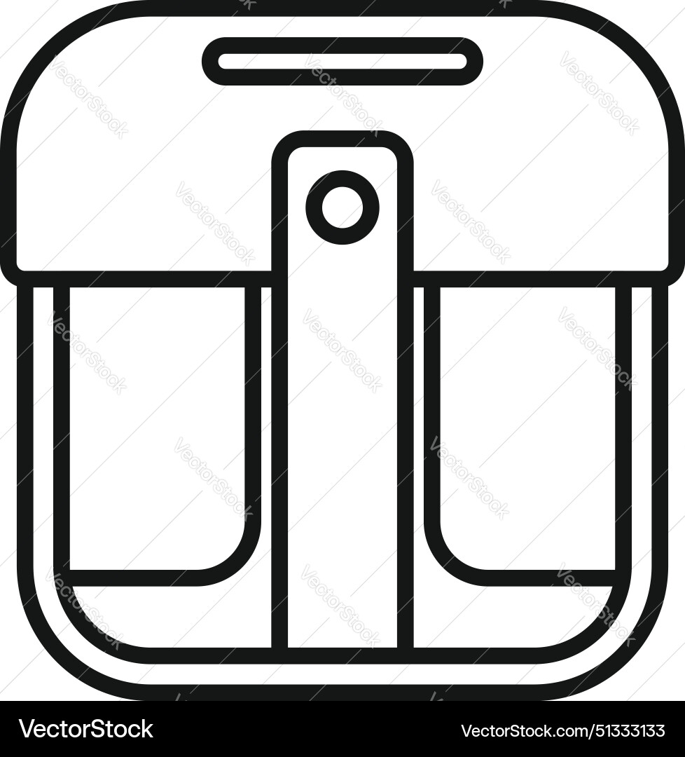 Black and white line art backpack icon Royalty Free Vector