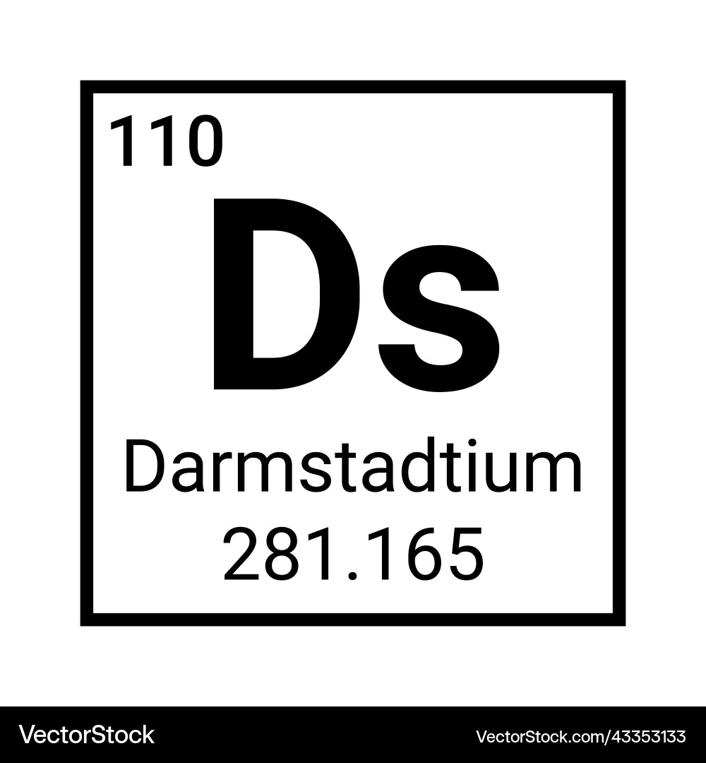 Darmstadtium chemical element symbol atom Vector Image