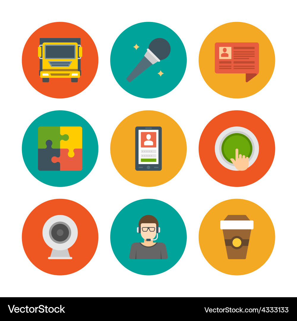 Flat design icons symbols for website Royalty Free Vector