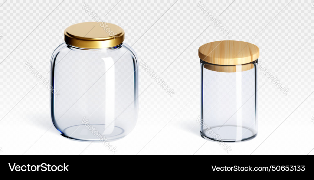 Glass transparent low and high jar mockup Vector Image