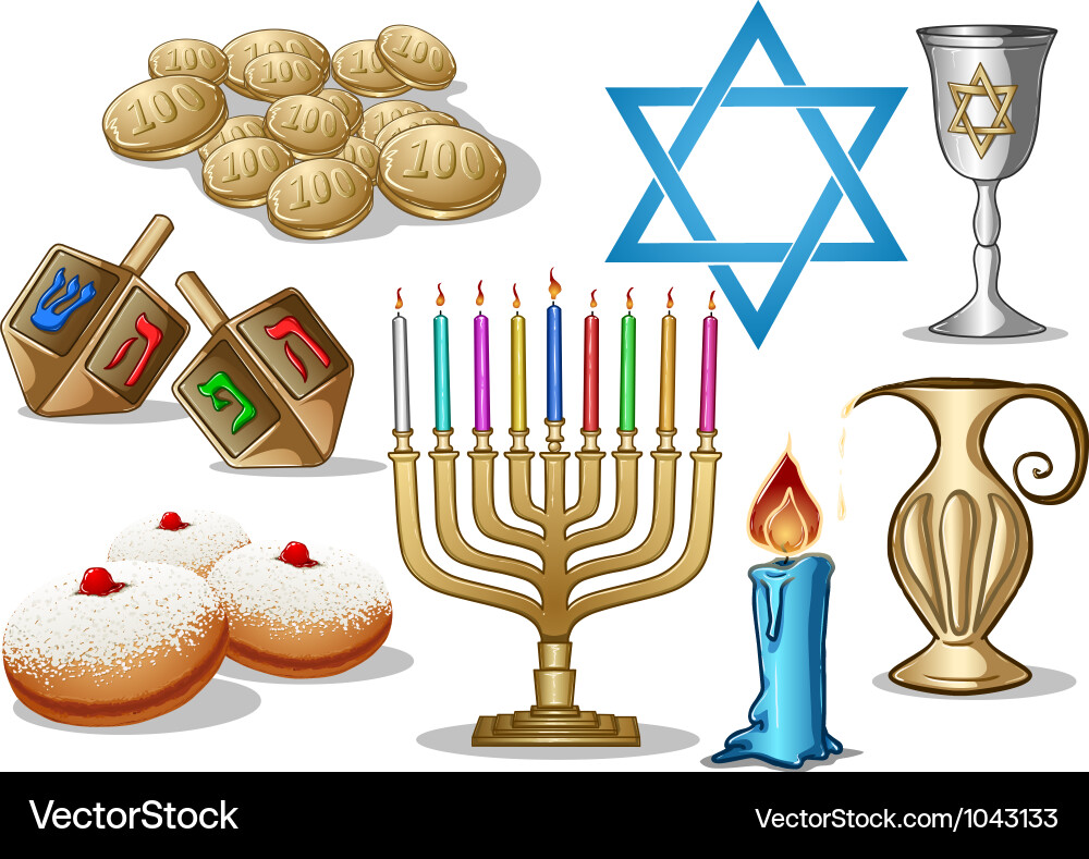 Hanukkah symbols pack Royalty Free Vector Image