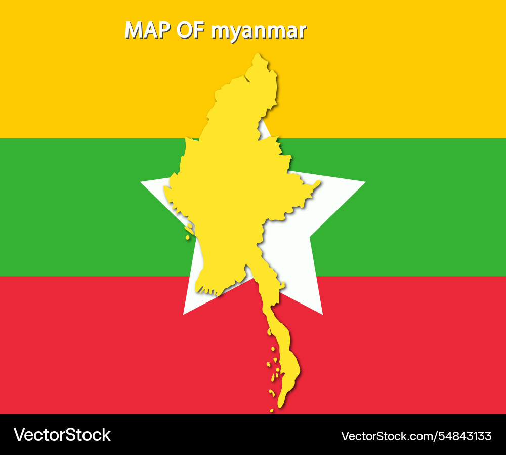 Map of myanmar with flag background Royalty Free Vector