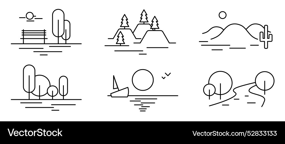 Minimalist Landscape Icons Royalty Free Vector Image