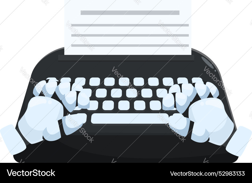 Robot hands typing on typewriter artificial Vector Image
