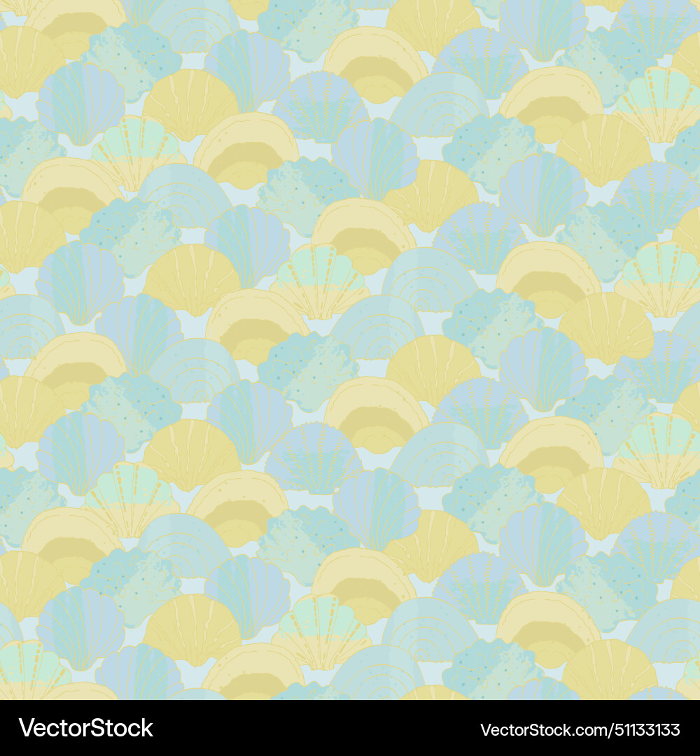 Seamless pattern with hand drawn shells sands and Vector Image