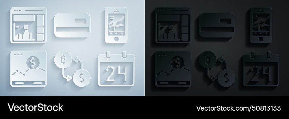 Set cryptocurrency exchange mobile stock trading Vector Image