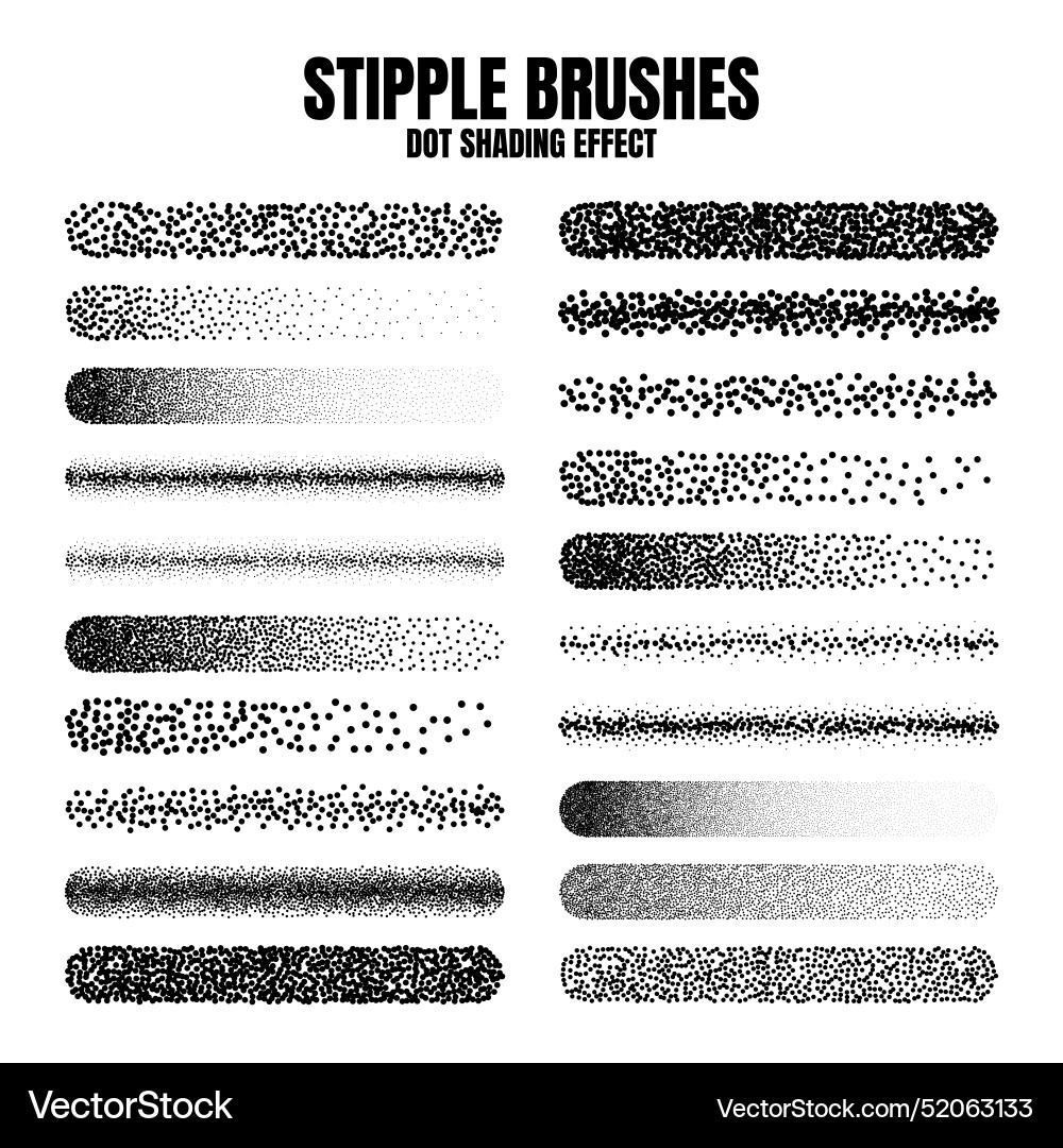 Stipple scatter brush ink drawing and texturing Vector Image