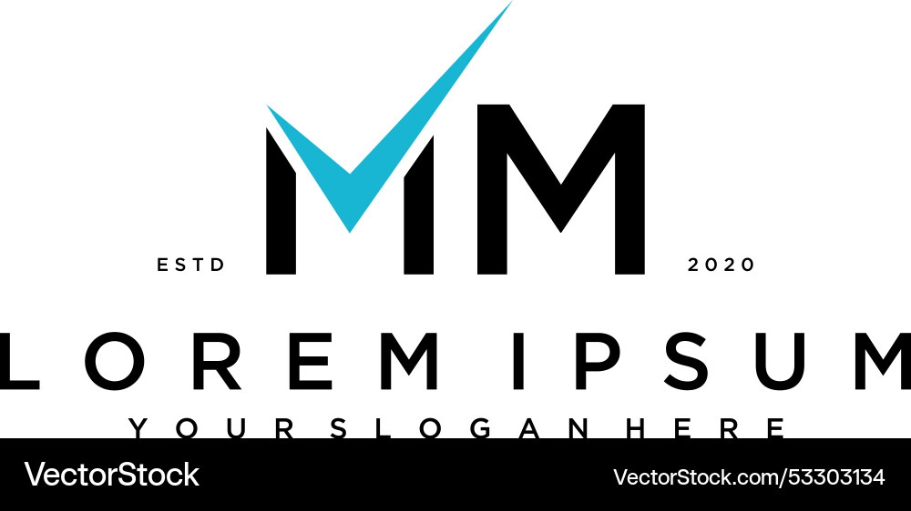 Creative letter mm checklist logo design concept Vector Image