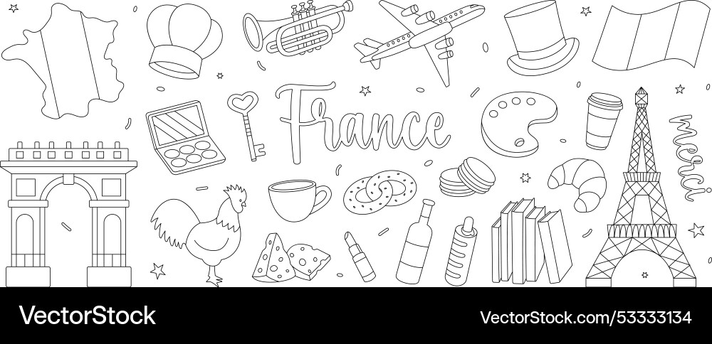 France outline set travel Royalty Free Vector Image