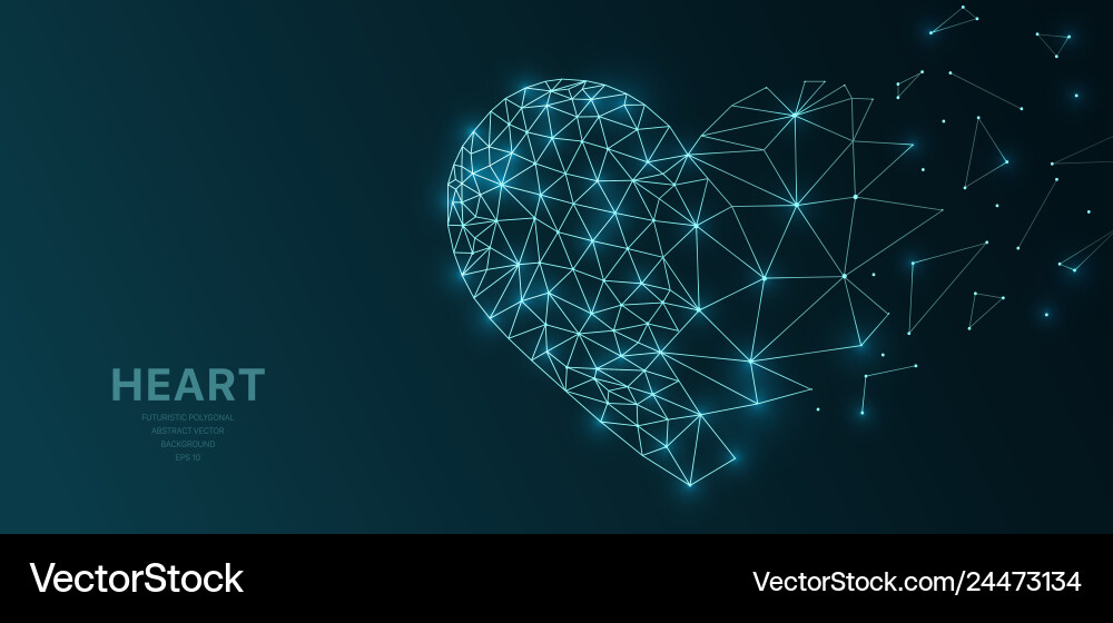 Futuristic Polygonal Heart Mesh Royalty Free Vector Image