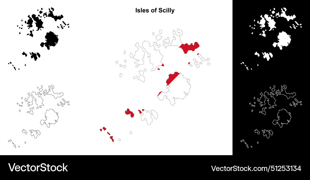 Isles of scilly outline map Royalty Free Vector Image