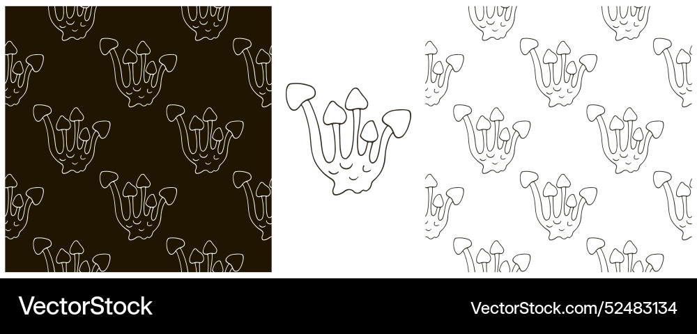 Monochrome in hand draw style set seamless Vector Image