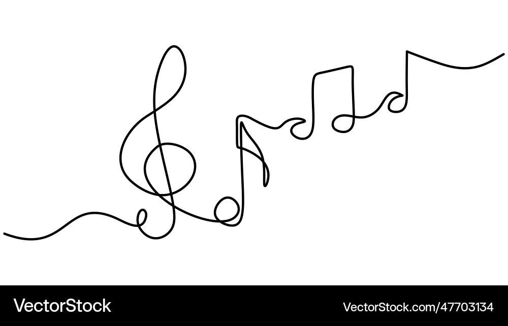 Music sign simple continuous one line drawing Vector Image