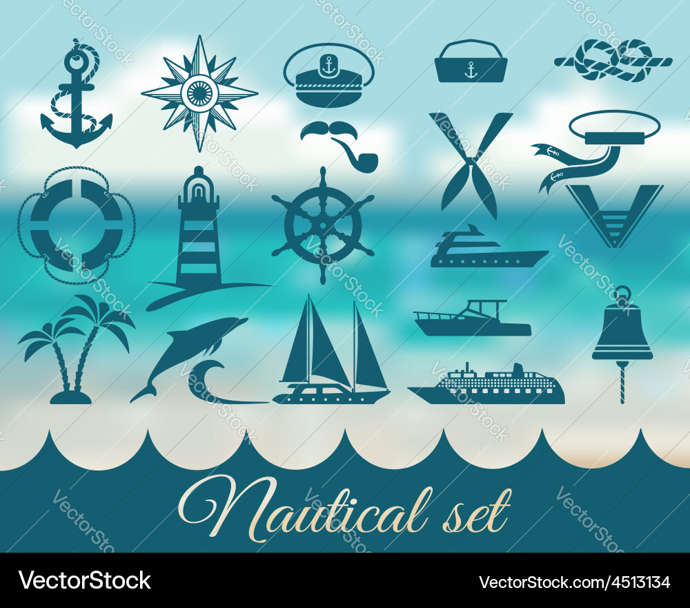 Nautical Marine Icons Collection Royalty Free Vector Image