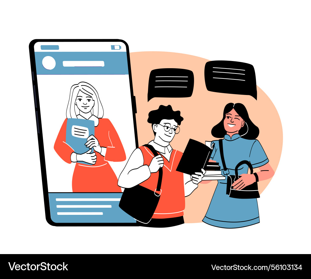 Online and offline student communication Vector Image