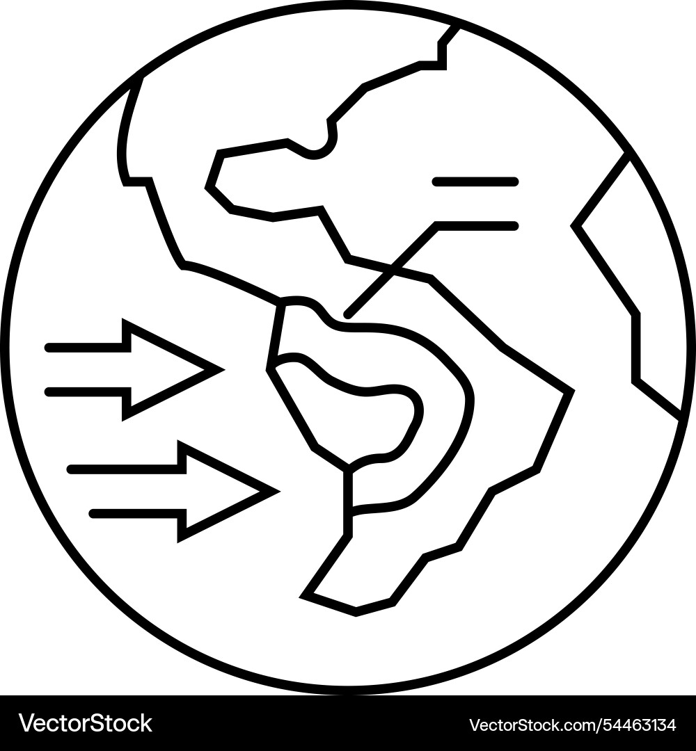 Path map hurricane disaster line icon Royalty Free Vector