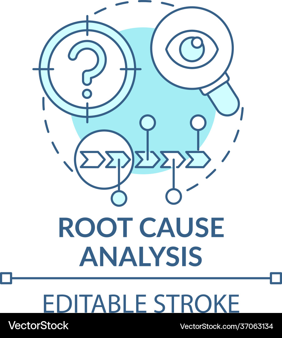 Root cause analysis blue concept icon Royalty Free Vector