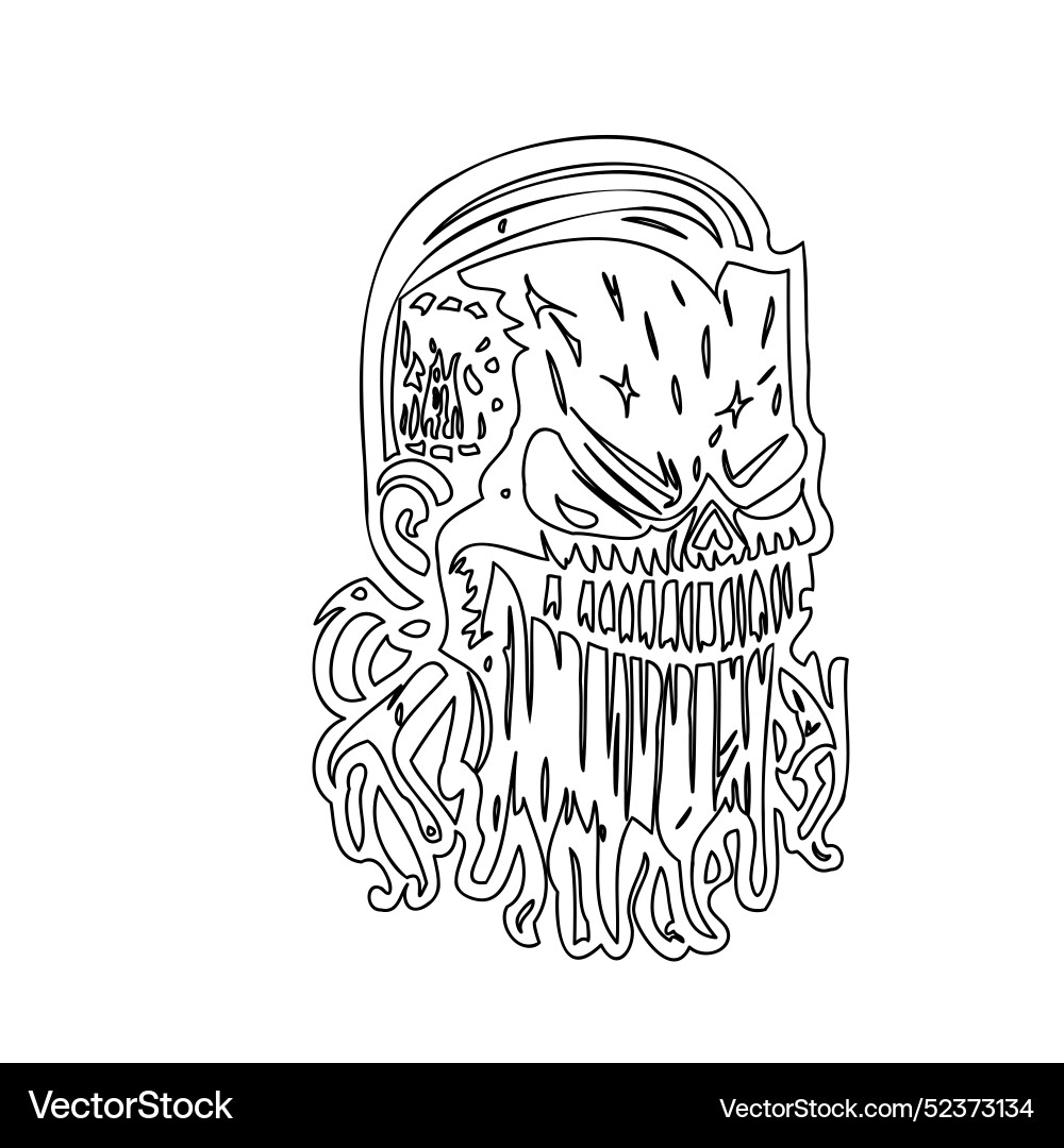 Zombie scary outline sketch Royalty Free Vector Image