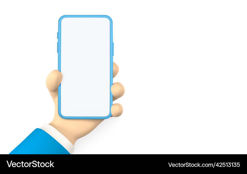Cartoon character hand with smart phone scrolling Vector Image
