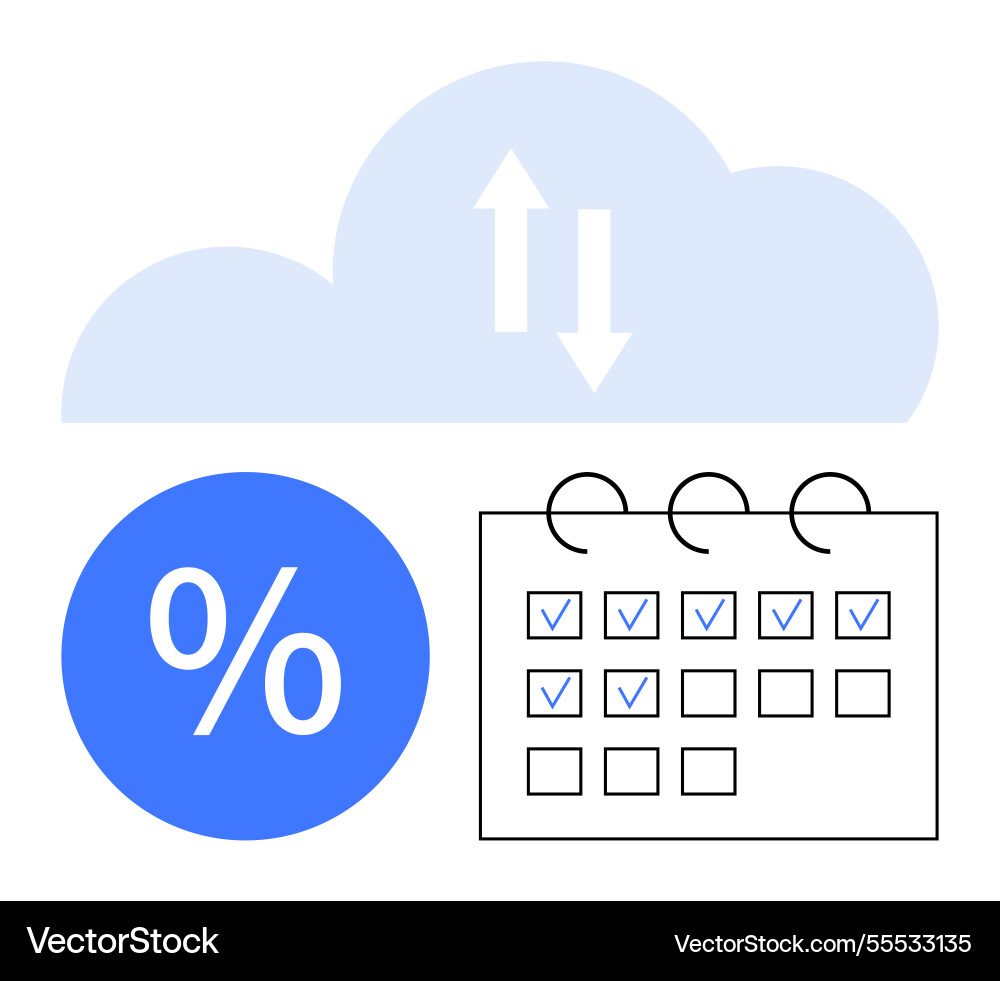 Cloud data synchronization percentage growth Vector Image