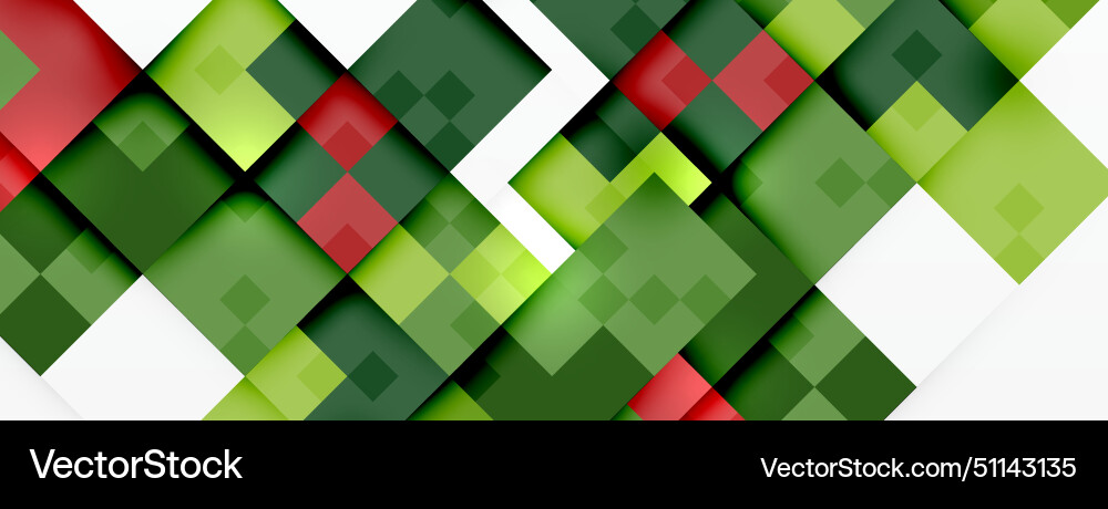 Colorful art with green rectangles and red Vector Image