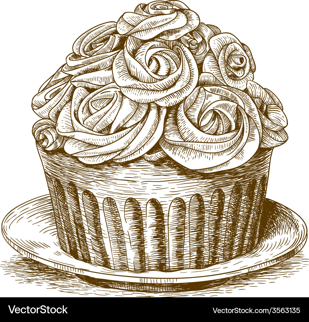 Engraving cake Royalty Free Vector Image - VectorStock