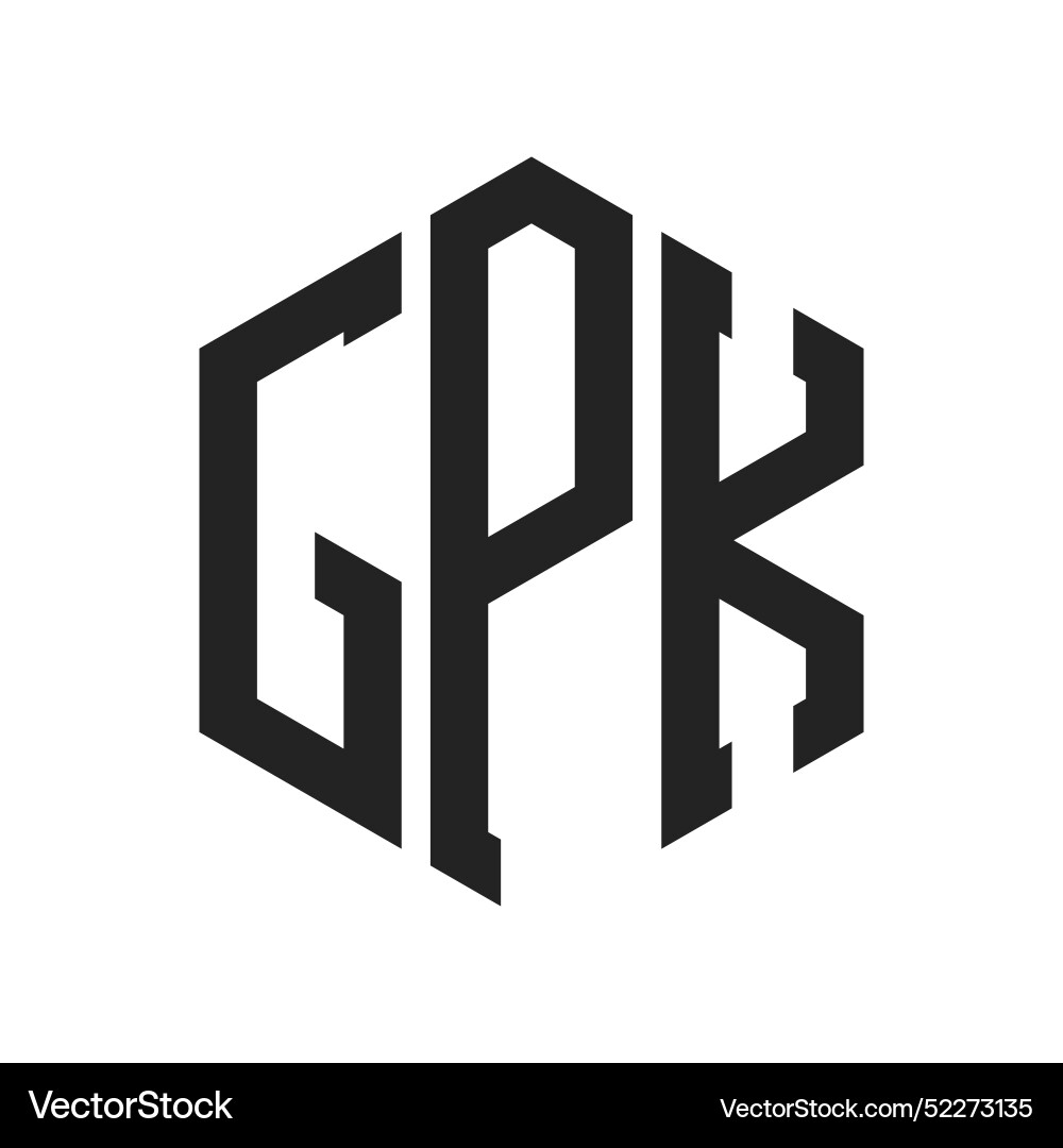 Gpk logo design initial letter monogram Royalty Free Vector