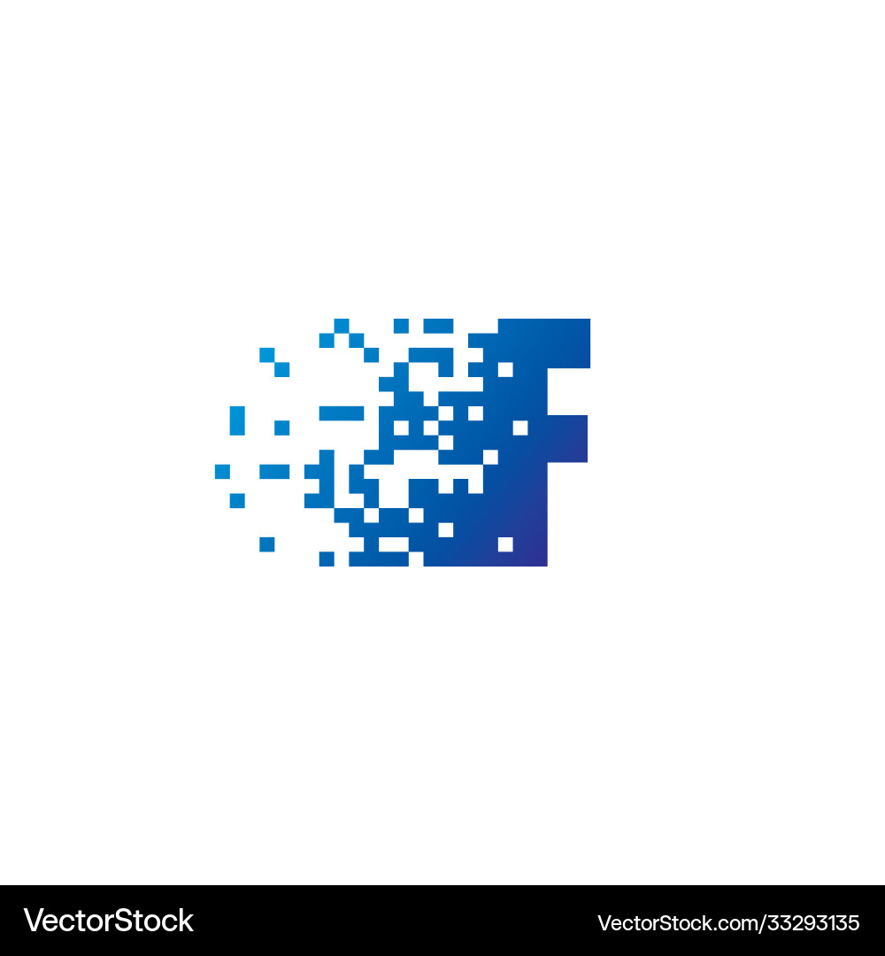 Letter f pixel logo fast moving Royalty Free Vector Image