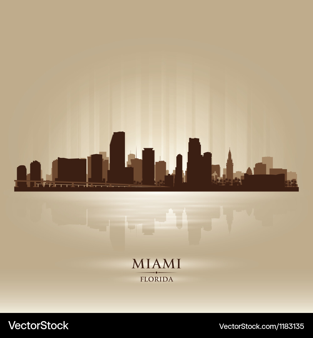 Miami Skyline Silhouette Royalty Free Vector Image