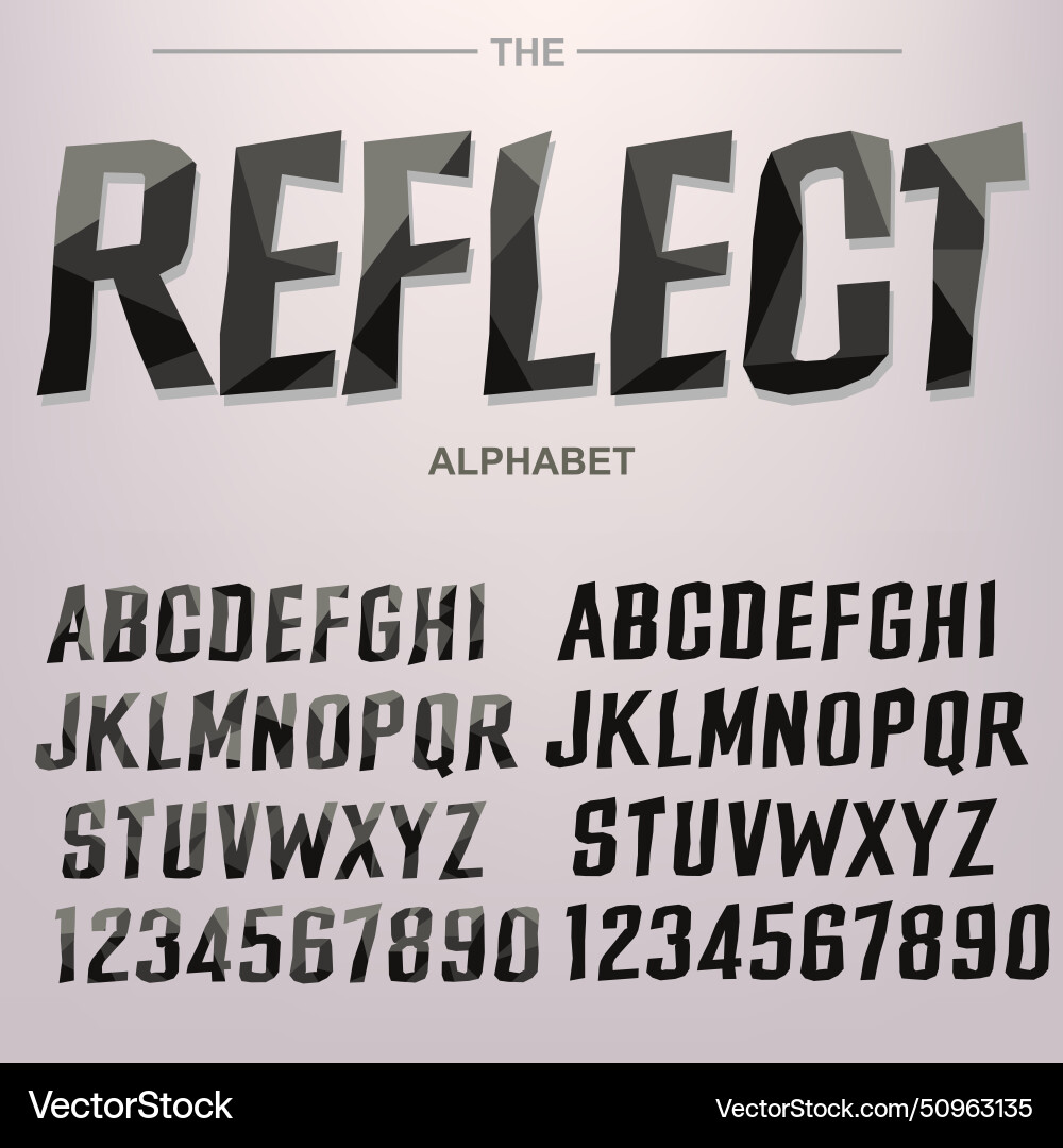 Modern bold font and alphabet reflect font Vector Image