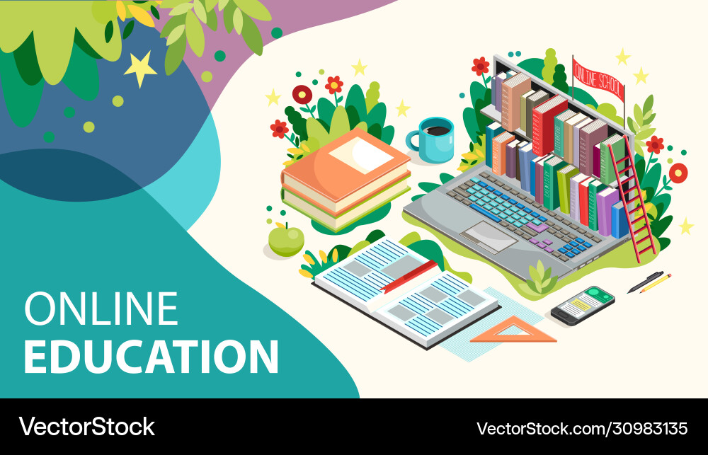 Online Education Concept - Learning Royalty Free Vector