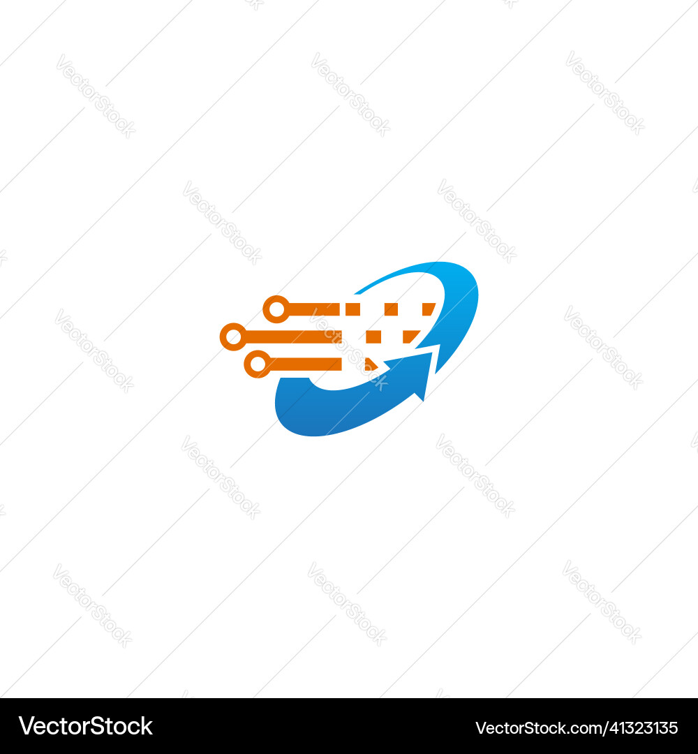 Orbit round arrow technology logo Royalty Free Vector Image