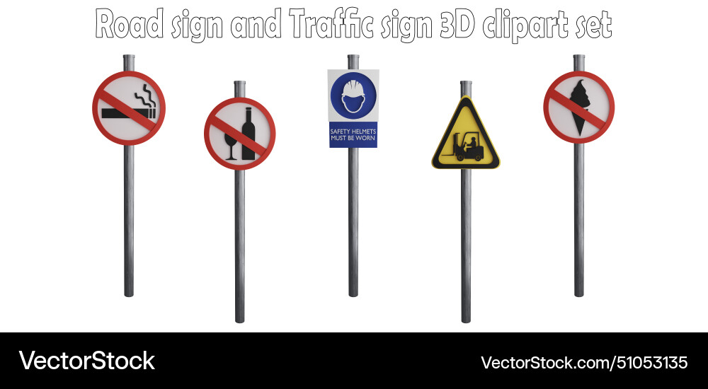 Road sign and traffic clipart element Royalty Free Vector
