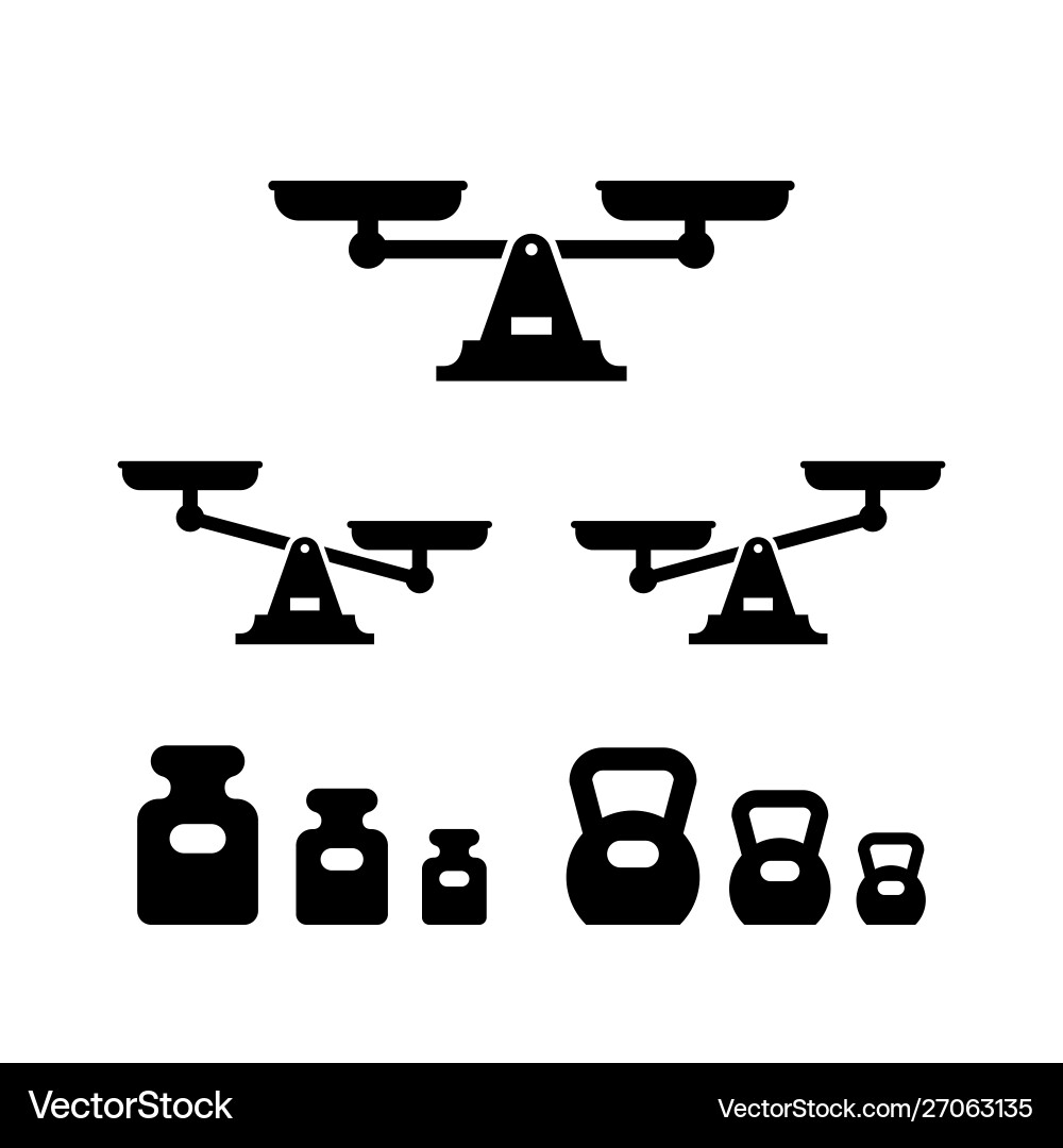Scales and Weights Icon Set Royalty Free Vector Image