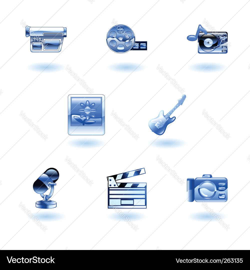 Shiny media icons Royalty Free Vector Image - VectorStock