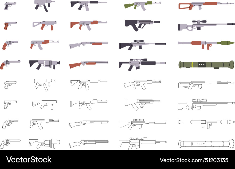 Tactical assault rifles military weapons Vector Image