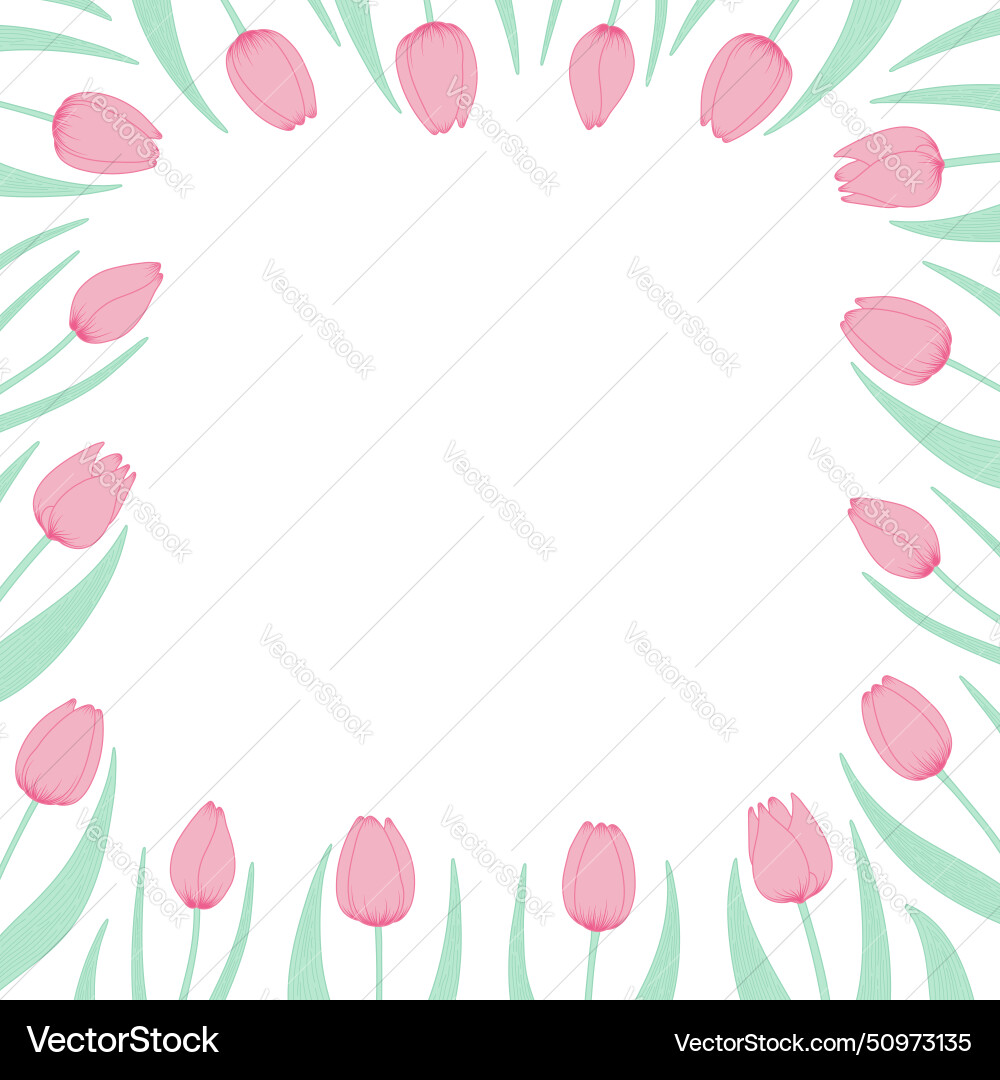 Tulip flowers frame border Royalty Free Vector Image