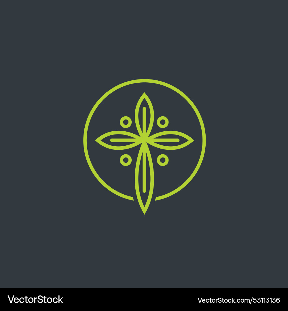 Church leaf cross icon concept design template Vector Image