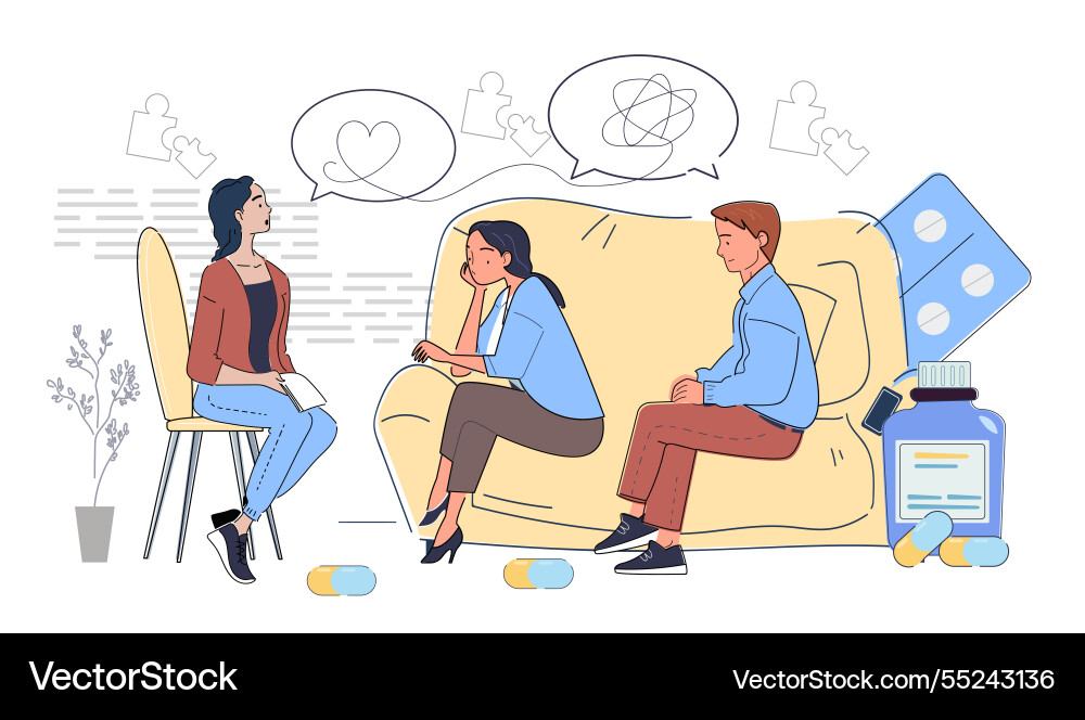 Couple at therapy session Royalty Free Vector Image
