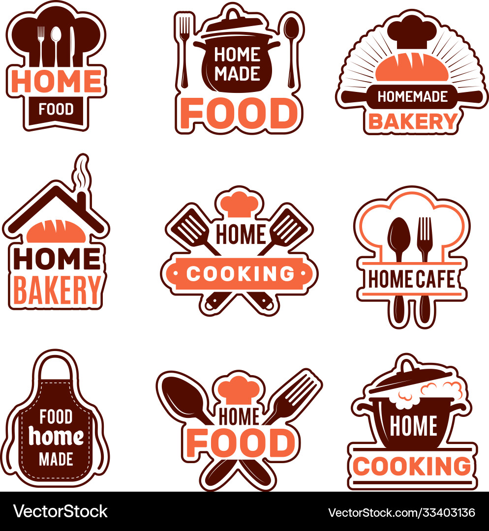 Home cooking logo kitchen badges Royalty Free Vector Image