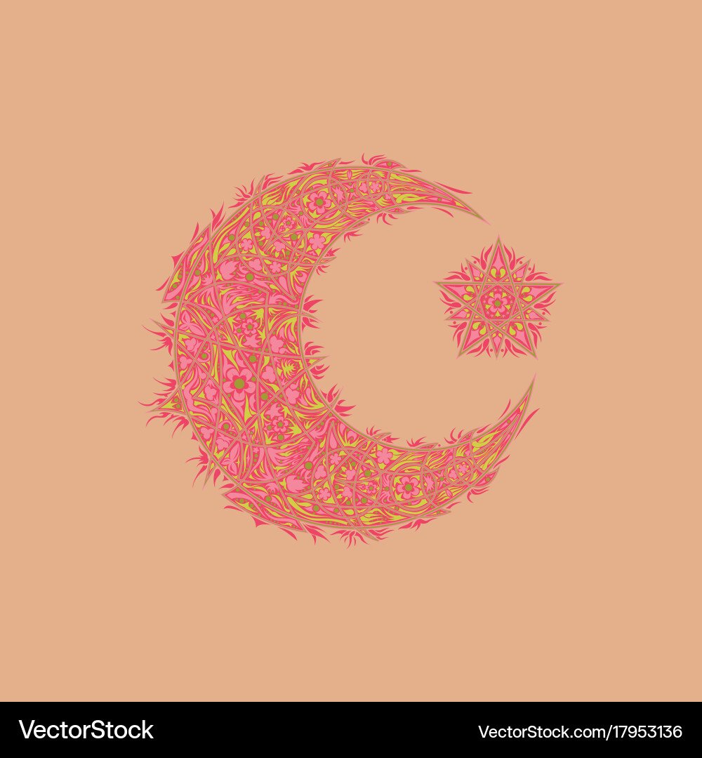 Oriental pattern moon and stars islam arabic Vector Image