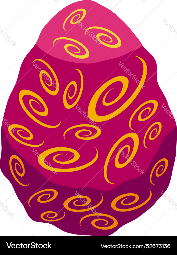 Pink asteroid covered with yellow spirals floating