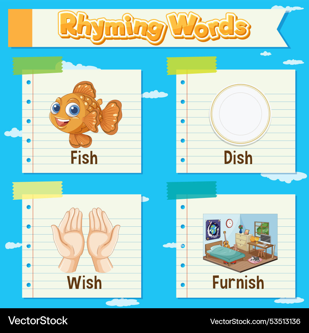 Rhyming words with images Royalty Free Vector Image