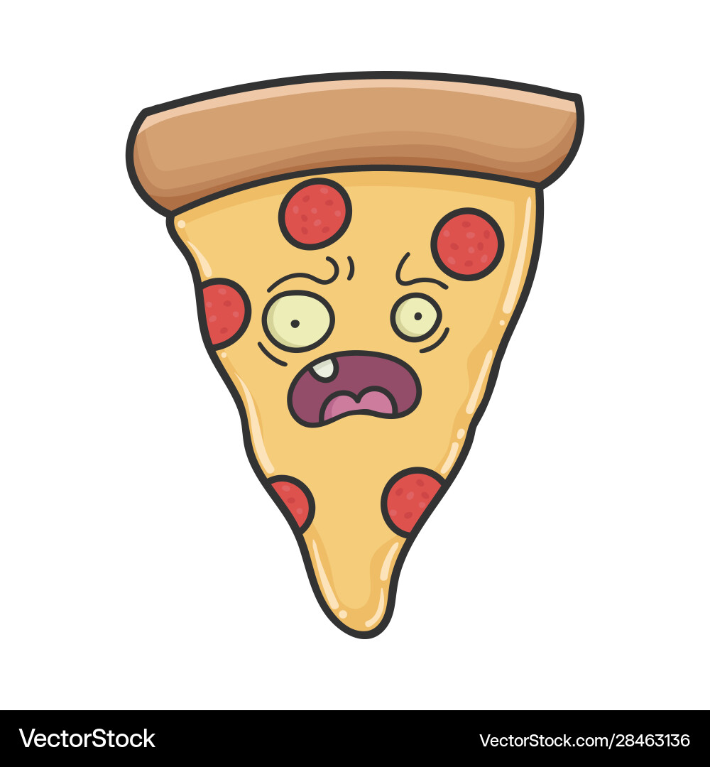 Scared slice pizza cartoon Royalty Free Vector Image